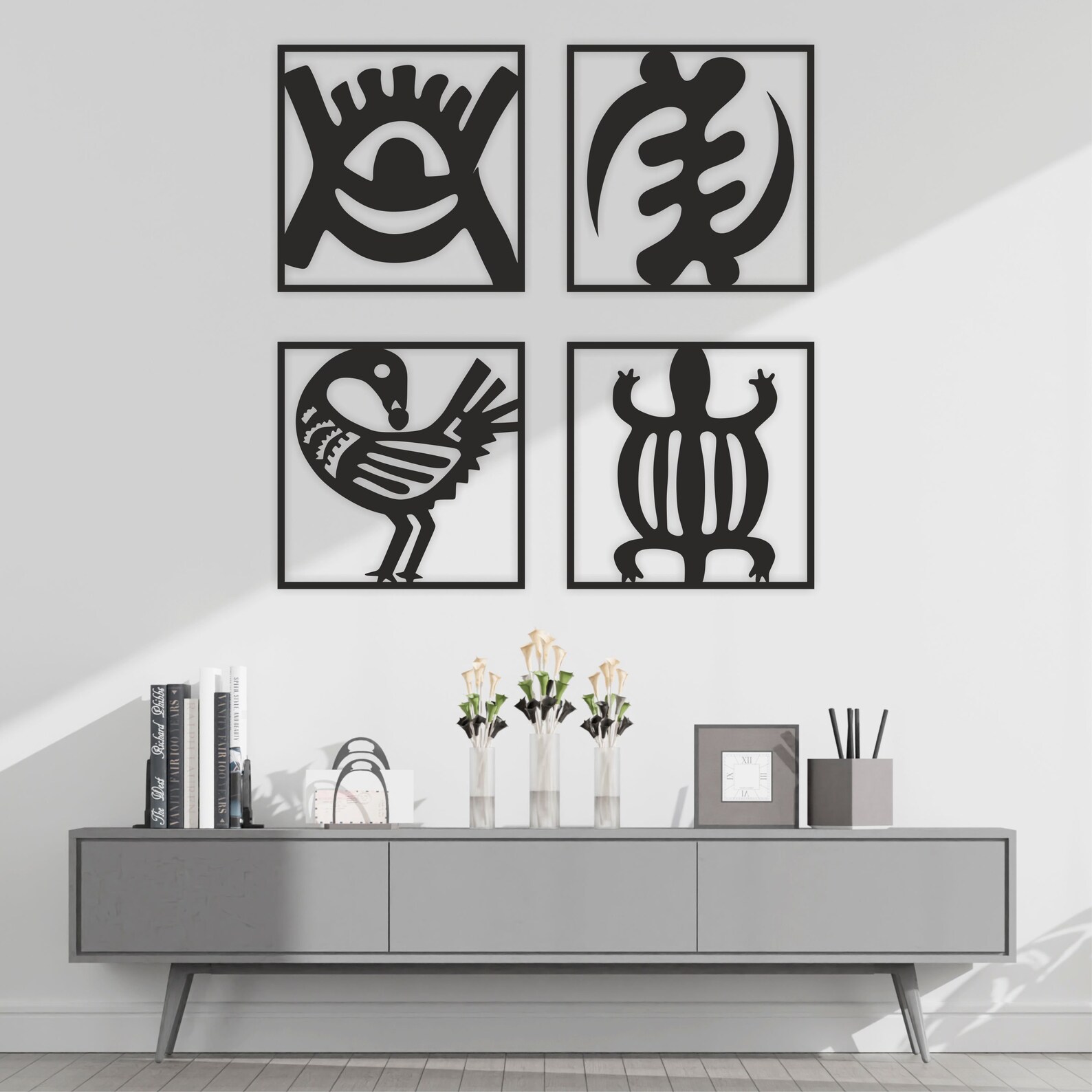 Adinkra Symbols Wood Wall Decor, African Symbol Set of 4, African Wall ...