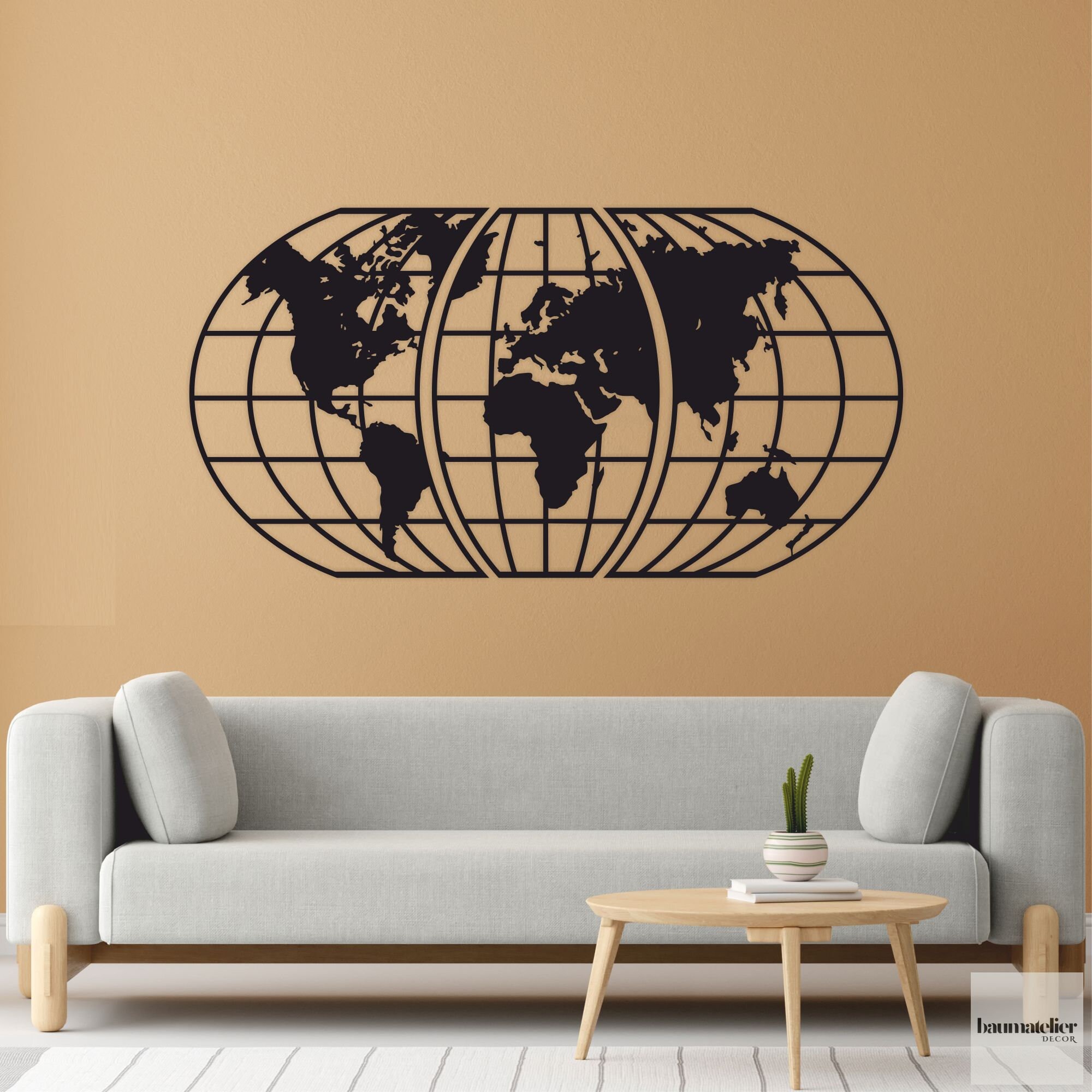 World Map Wall Art, World Map Wall Decor, Minimalist Wall Hang, Map ...