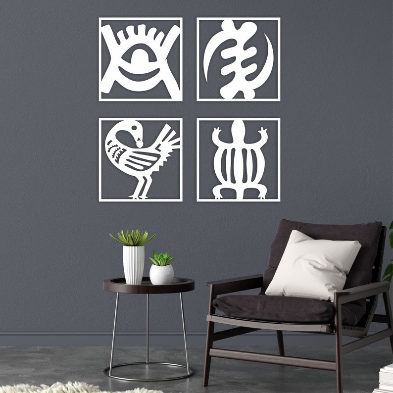 Adinkra Symbols Wood Wall Decor, African Symbol Set of 4, African Wall ...