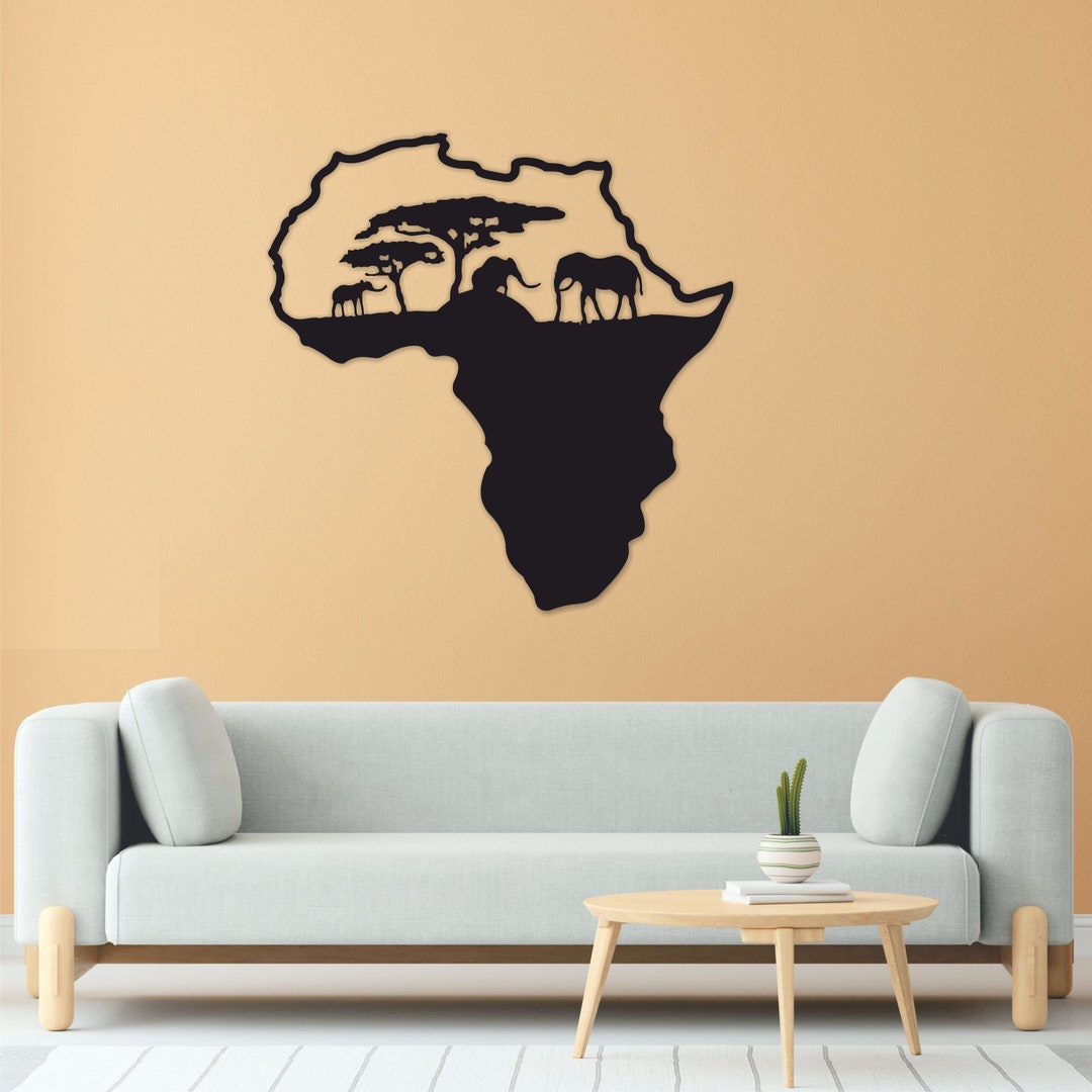 Wooden Africa Map Wall Art: Ethnic Home Decor - Etsy