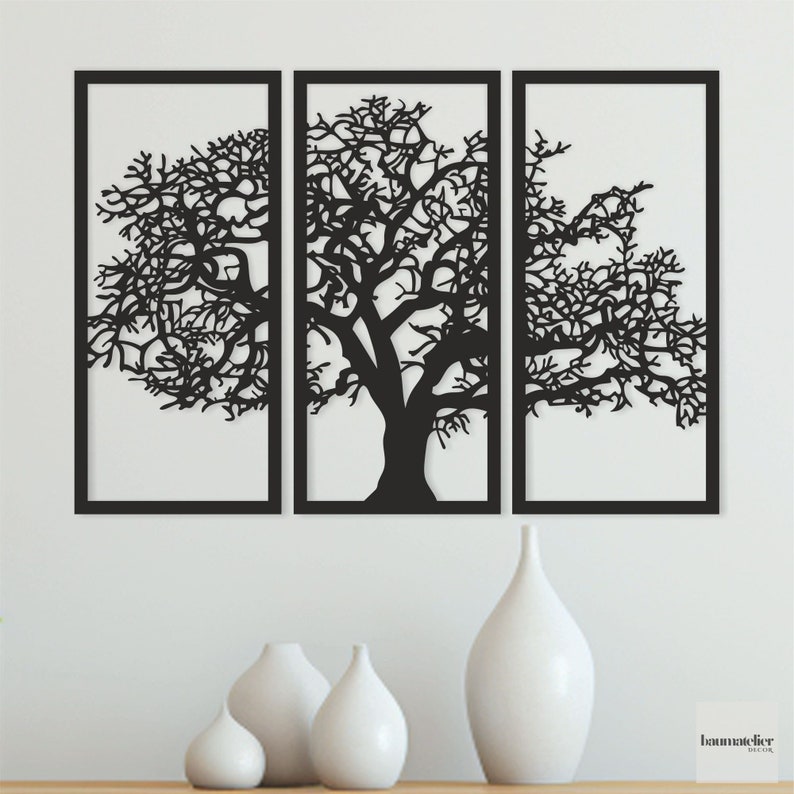 Tree of Life Wall Art, Tree of Life 3 Panels, Minimalist Wall Hang ...