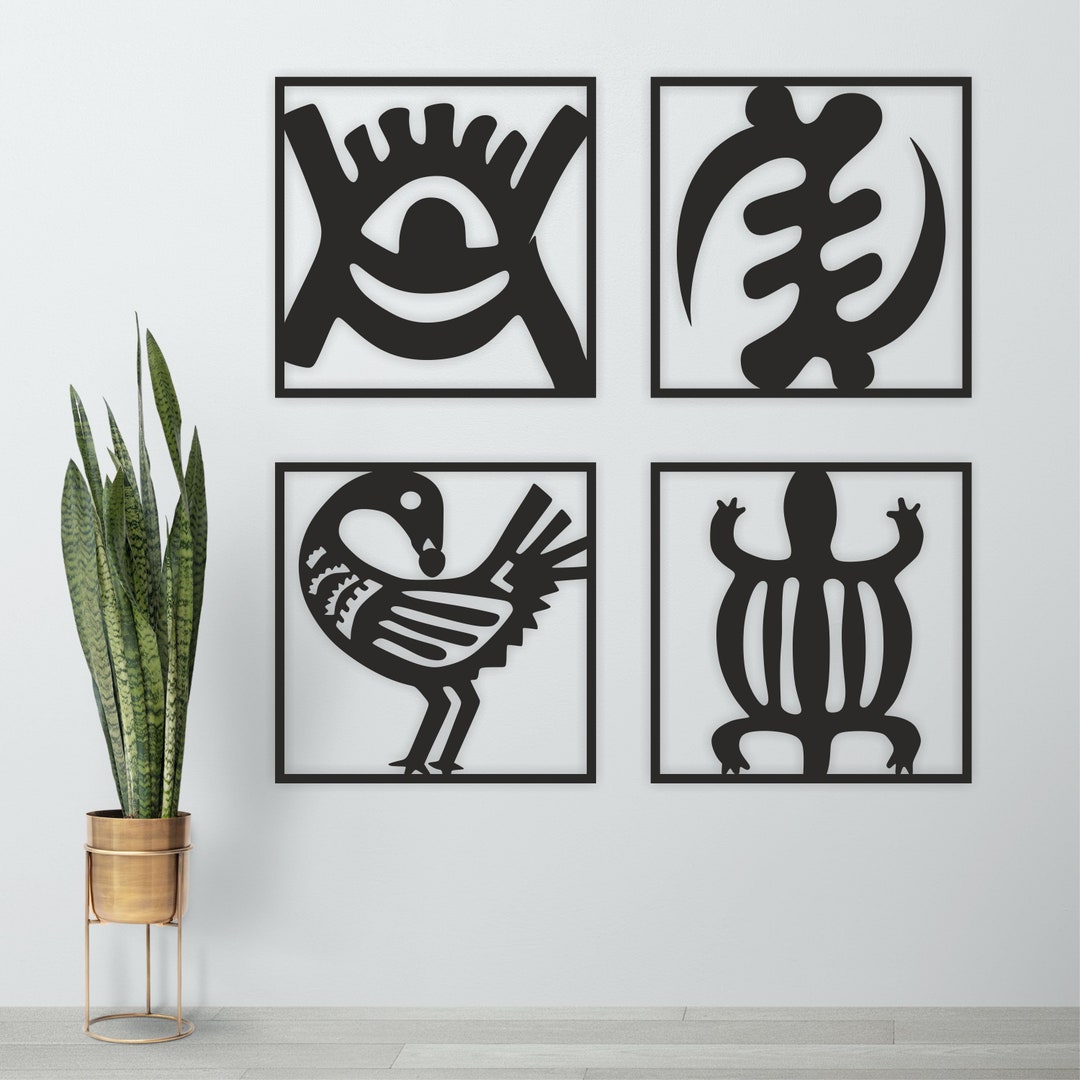 Adinkra Symbols Wood Wall Decor, African Symbol Set of 4, African Wall ...