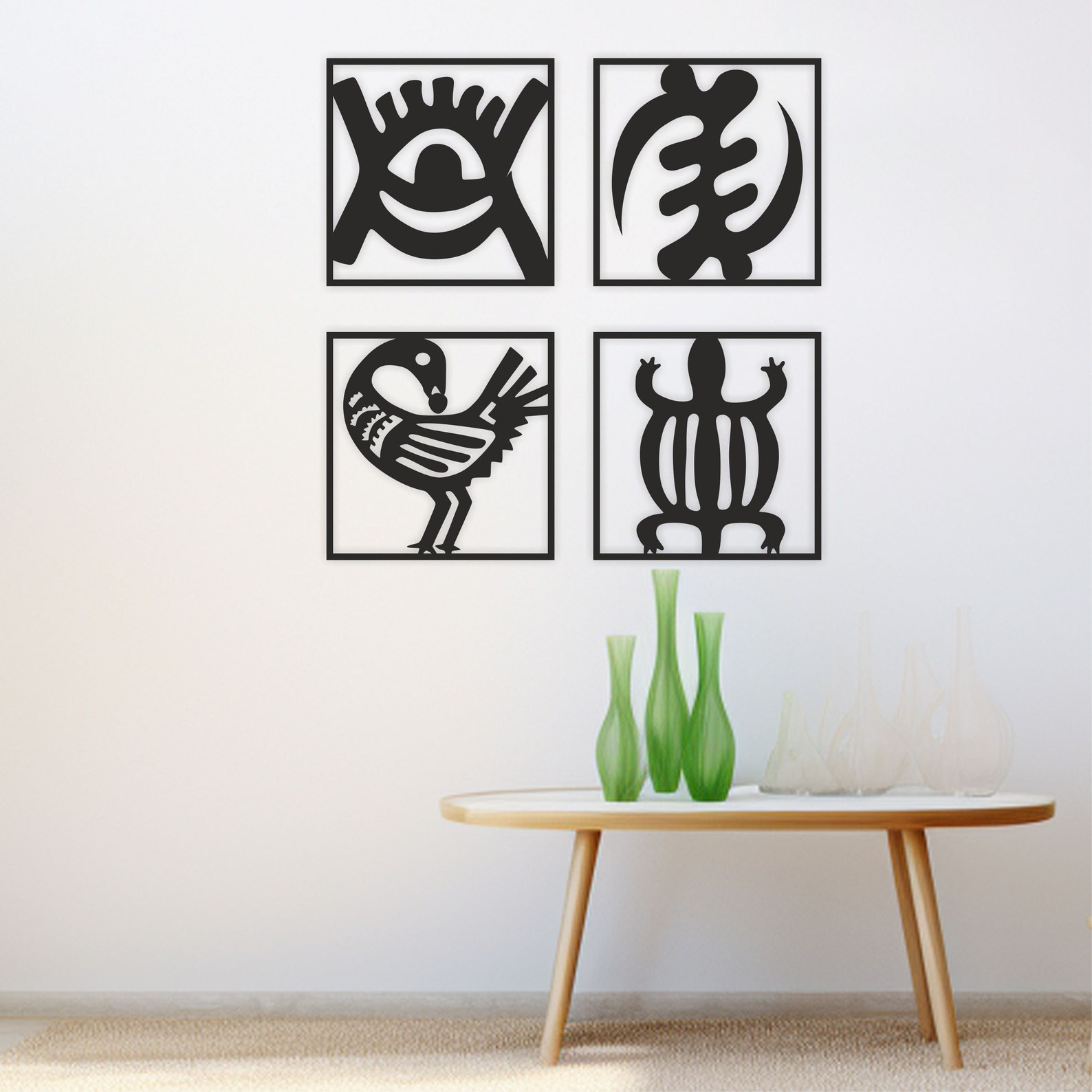 Adinkra Symbols Wood Wall Decor, African Symbol Set of 4, African Wall ...