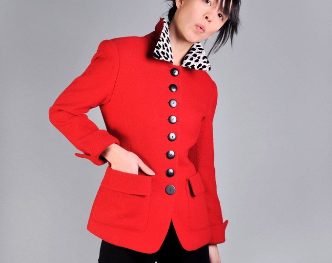 CHRISTIAN DIOR Red Coat With Dalmation Spotted Collar - Etsy