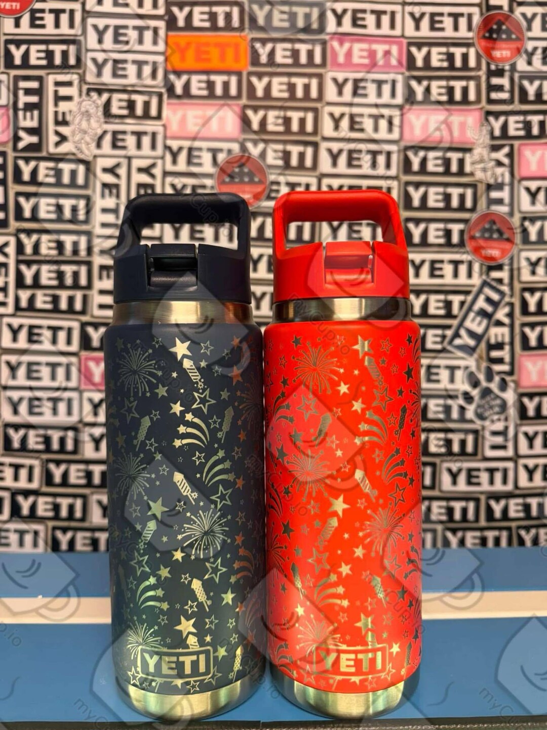 26oz Fireworks Engraved Yeti Straw Cap Bottle - Etsy