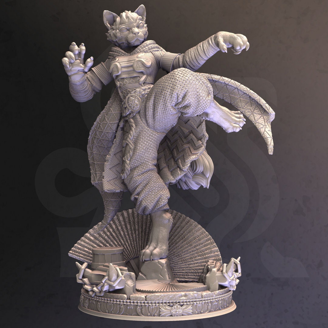 Tabaxi Monk Miniature Female Dnd D&D RPG Mini Catfolk Cat Leonin Bard ...