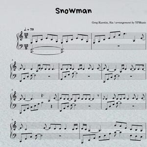 Snowman | Easy Piano Sheet Music, Digital Download, Piano Score, Simple ...