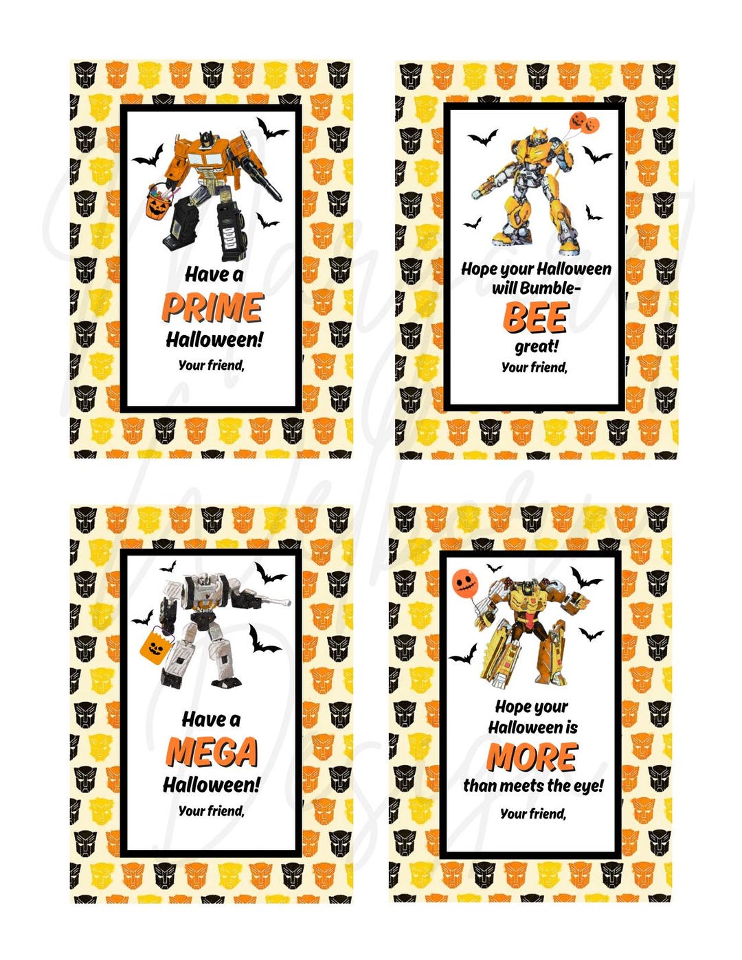 Printable Transformer Halloween Tags - Etsy