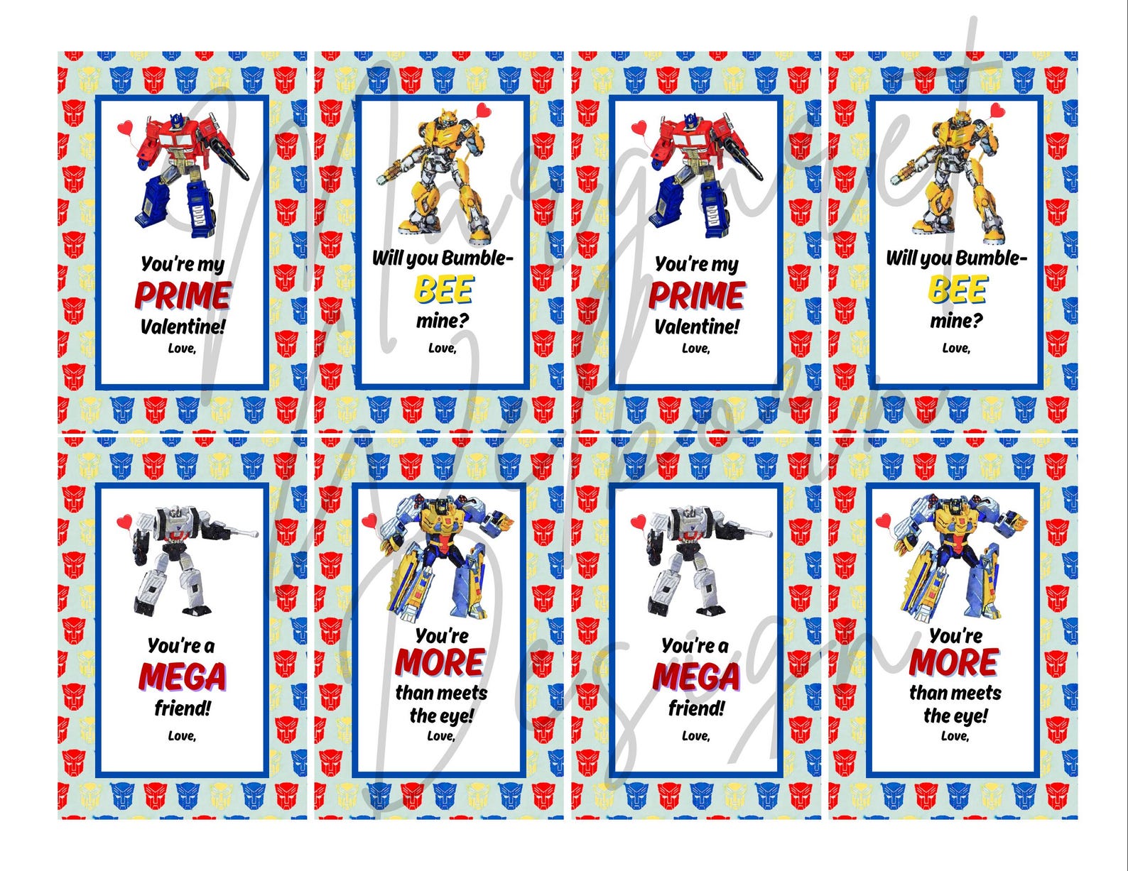 Printable Transformer Valentines - Etsy