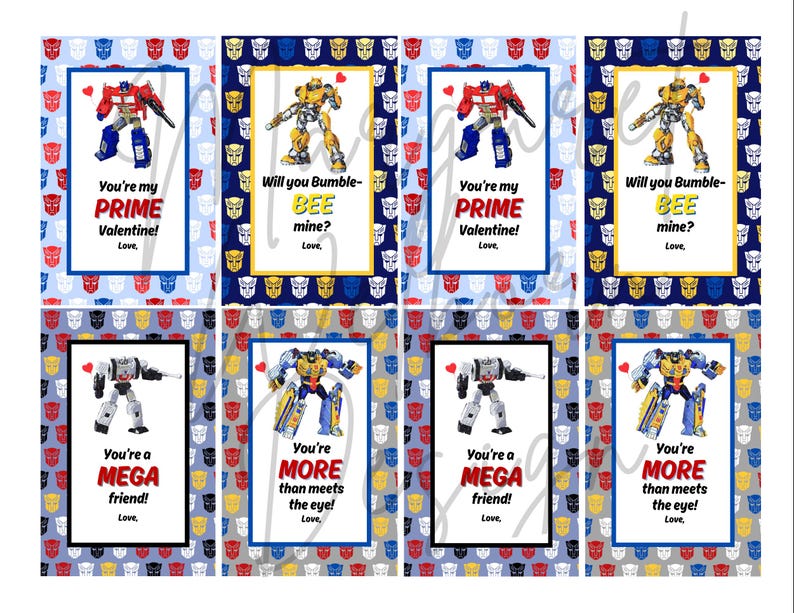 Printable Transformer Valentines - Etsy