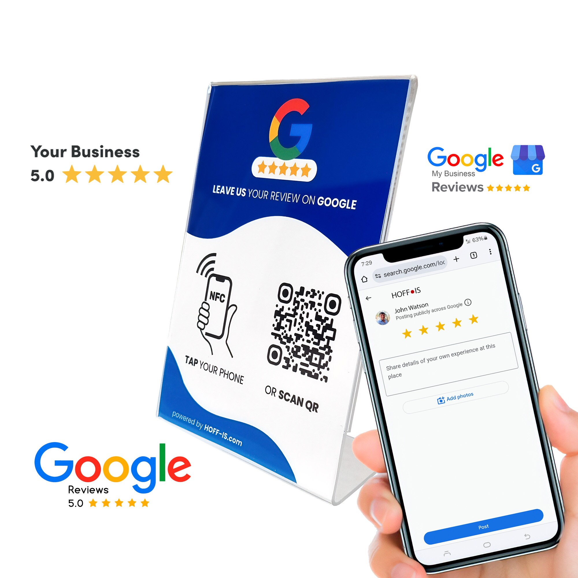 Google Review Sign NFC & QR Code Custom Acrylic Stand - Etsy