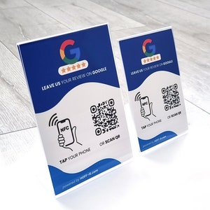 Google Review Sign | NFC & QR Code Custom Acrylic Stand - Etsy