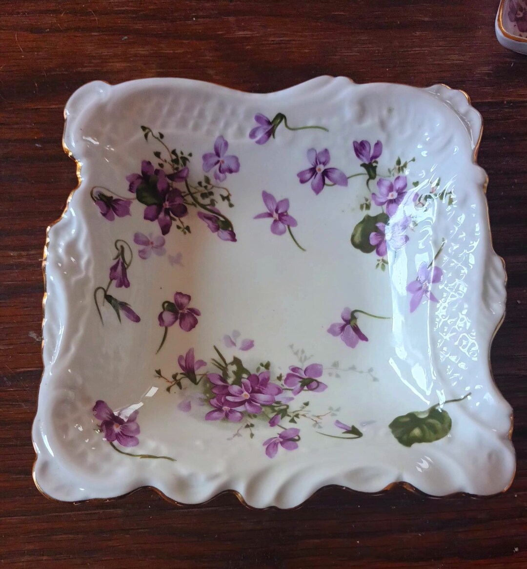 Victorian Violets Hammersley Bone China Spode Grp Mint Pin Trinket Dish ...