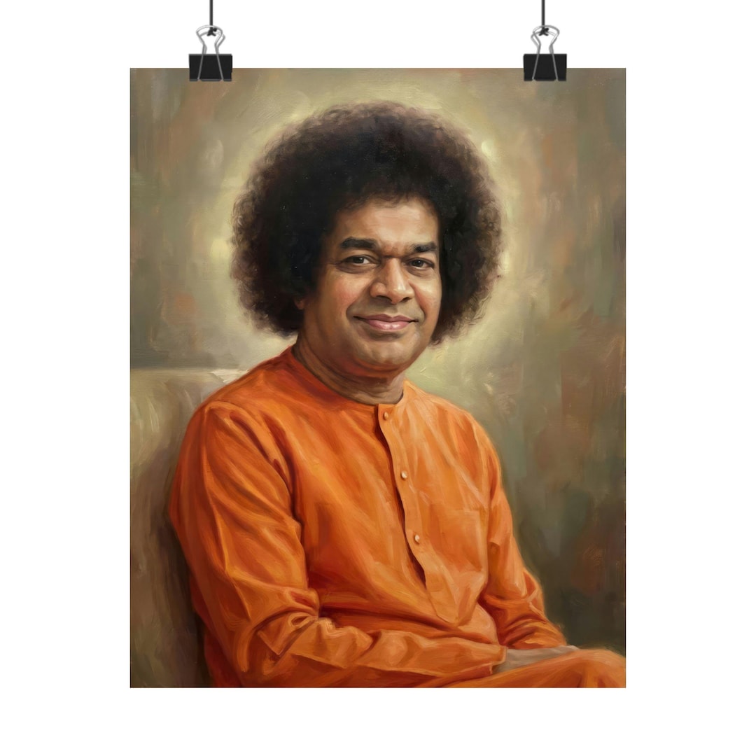 Sathya Sai Baba Poster Print/spiritual Wall Art/hindu Guru Portrait ...