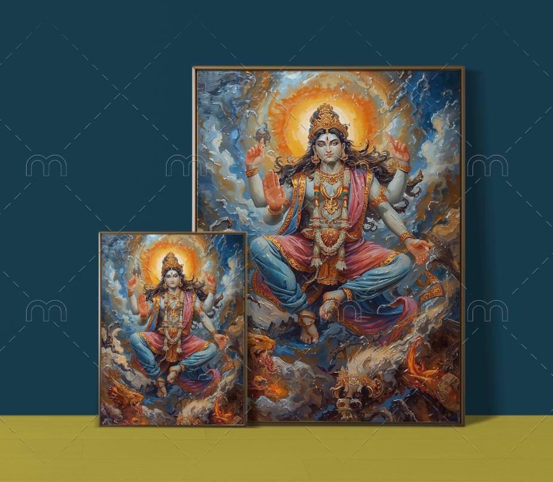 Lord Vishnu Wall Art • Hindu God Poster • Divine Spiritual Painting ...