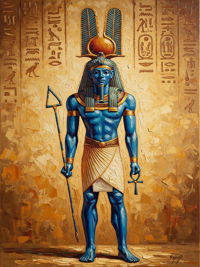 Amun Egyptian God Wall Art – Ancient Mythology Pharaoh Poster (digital ...