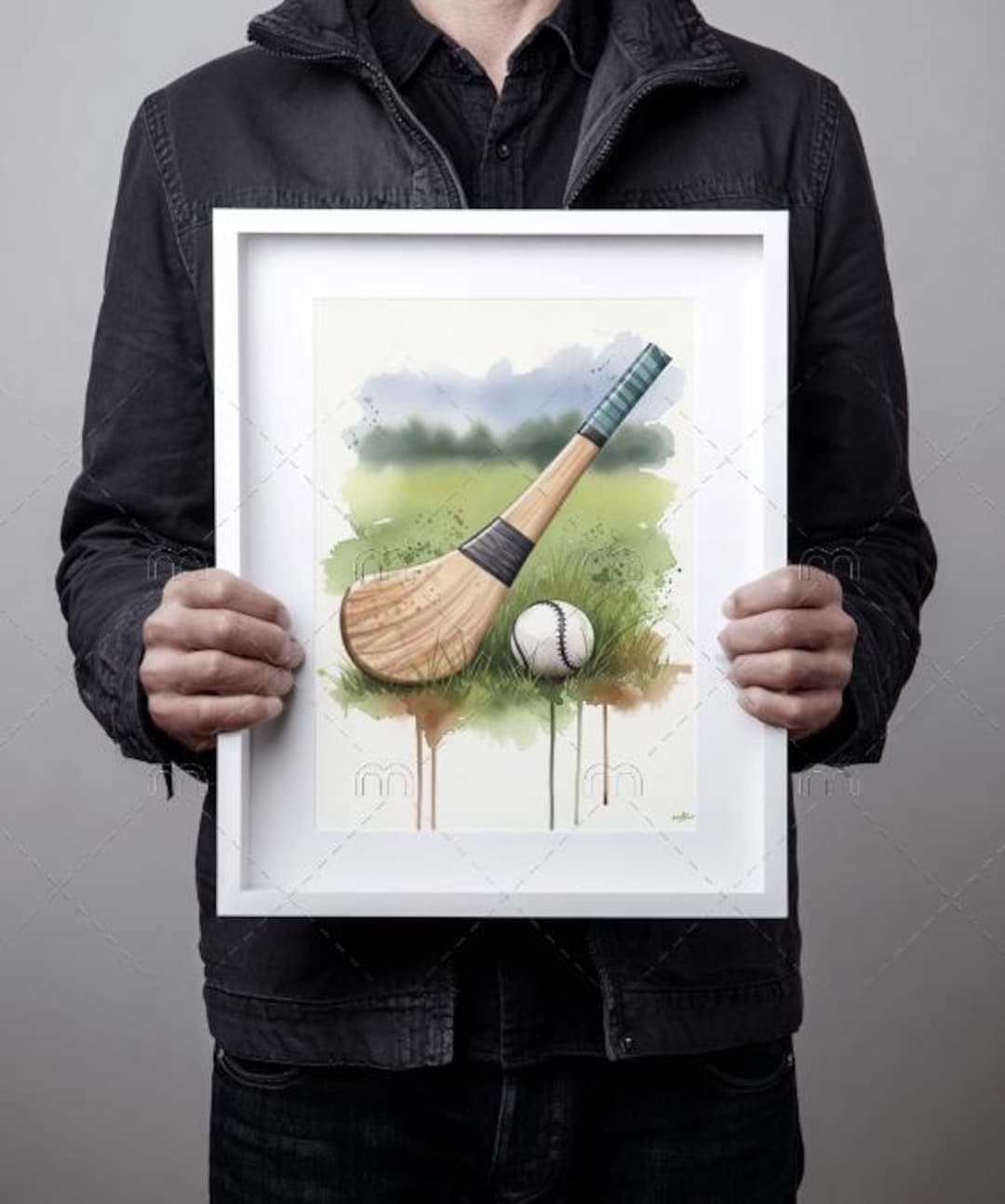 Hurling Bat and Ball Watercolor Painting | Sports Wall Art | Gaelic ...