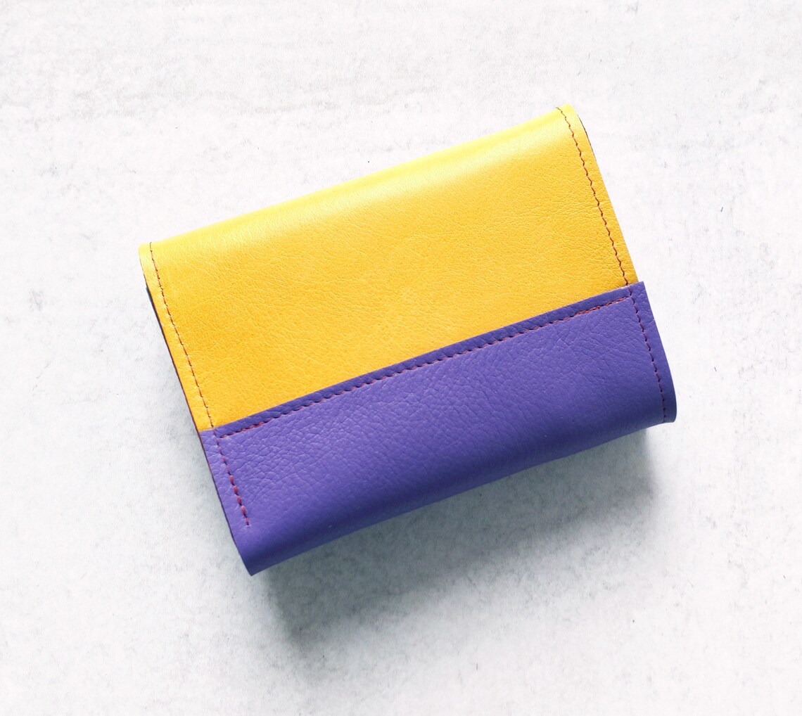 Womens Small Yellow Leather Wallet Minimalist Trifold Cute - Etsy UK