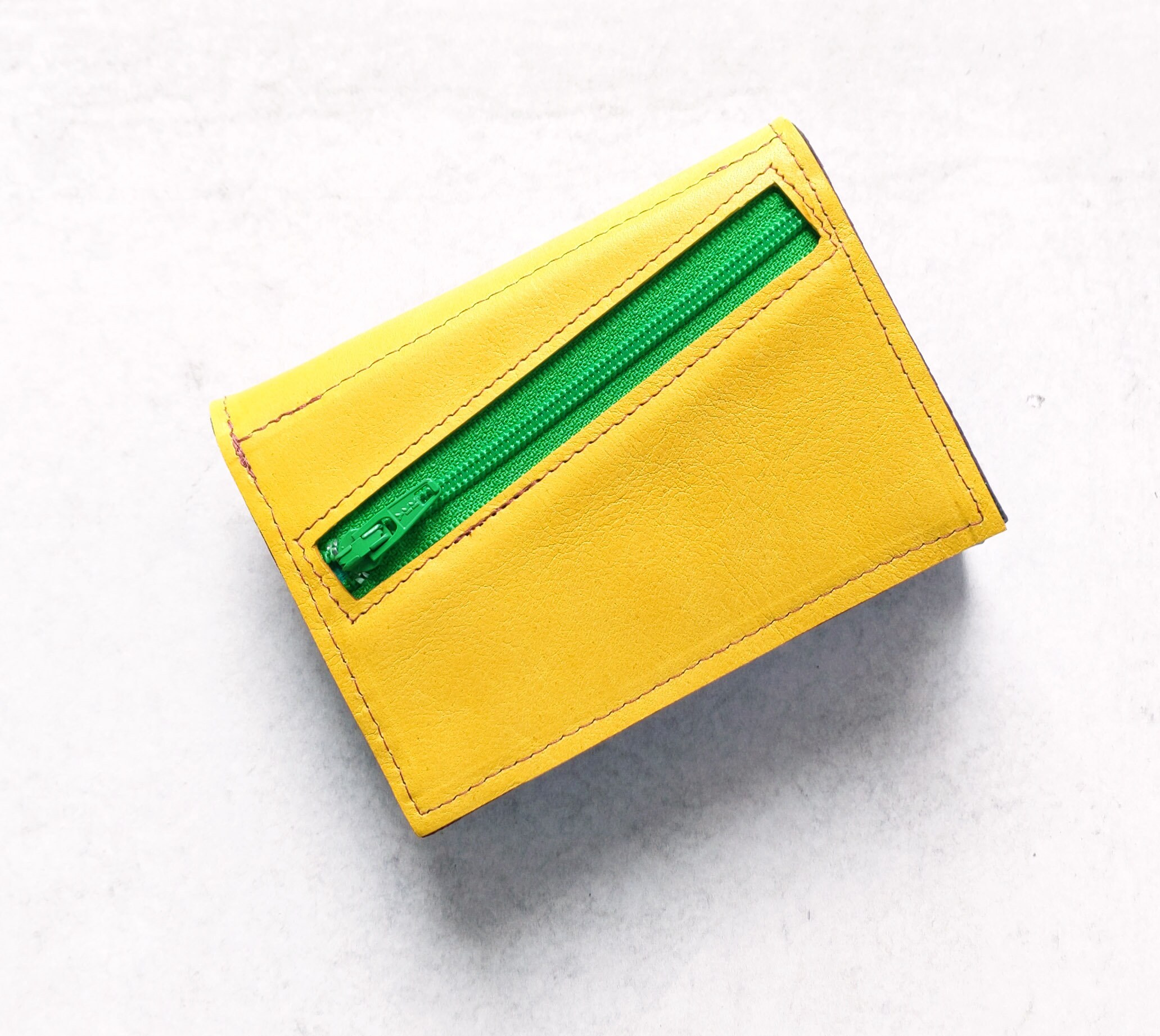 Womens Small Yellow Leather Wallet Minimalist Trifold Cute - Etsy UK