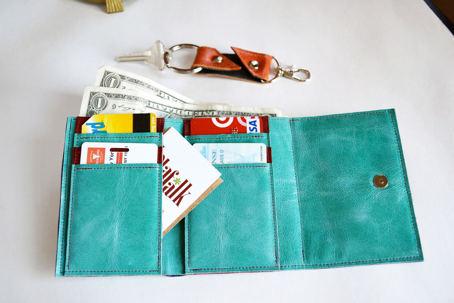 Womens Pink Leather Wallet With Coin Pocket Unique Gift Idea - Etsy