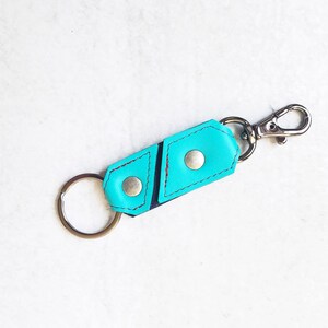 Teal Blue Leather Key Clasp Womens Key Chain Gift Chic and - Etsy