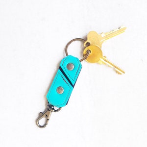 Teal Blue Leather Key Clasp Womens Key Chain Gift Chic and - Etsy