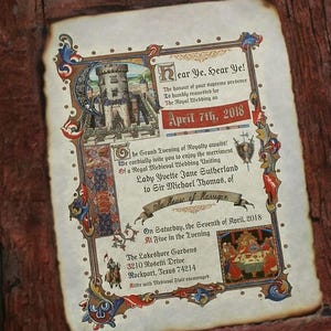 Medieval Renaissance Royal Aged Scroll Wedding Invitations, Famed ...