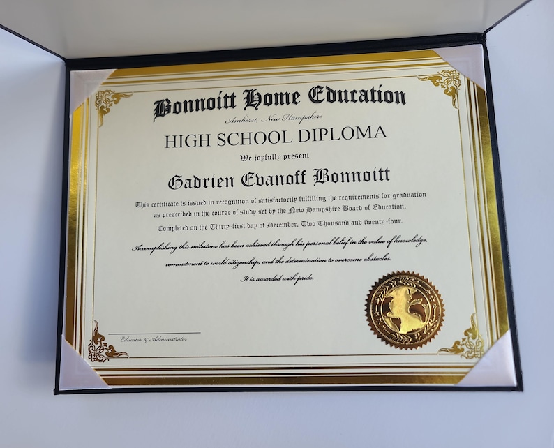 Custom High School NOVELTY Home School Diploma PHYSICAL COPY Embossed ...