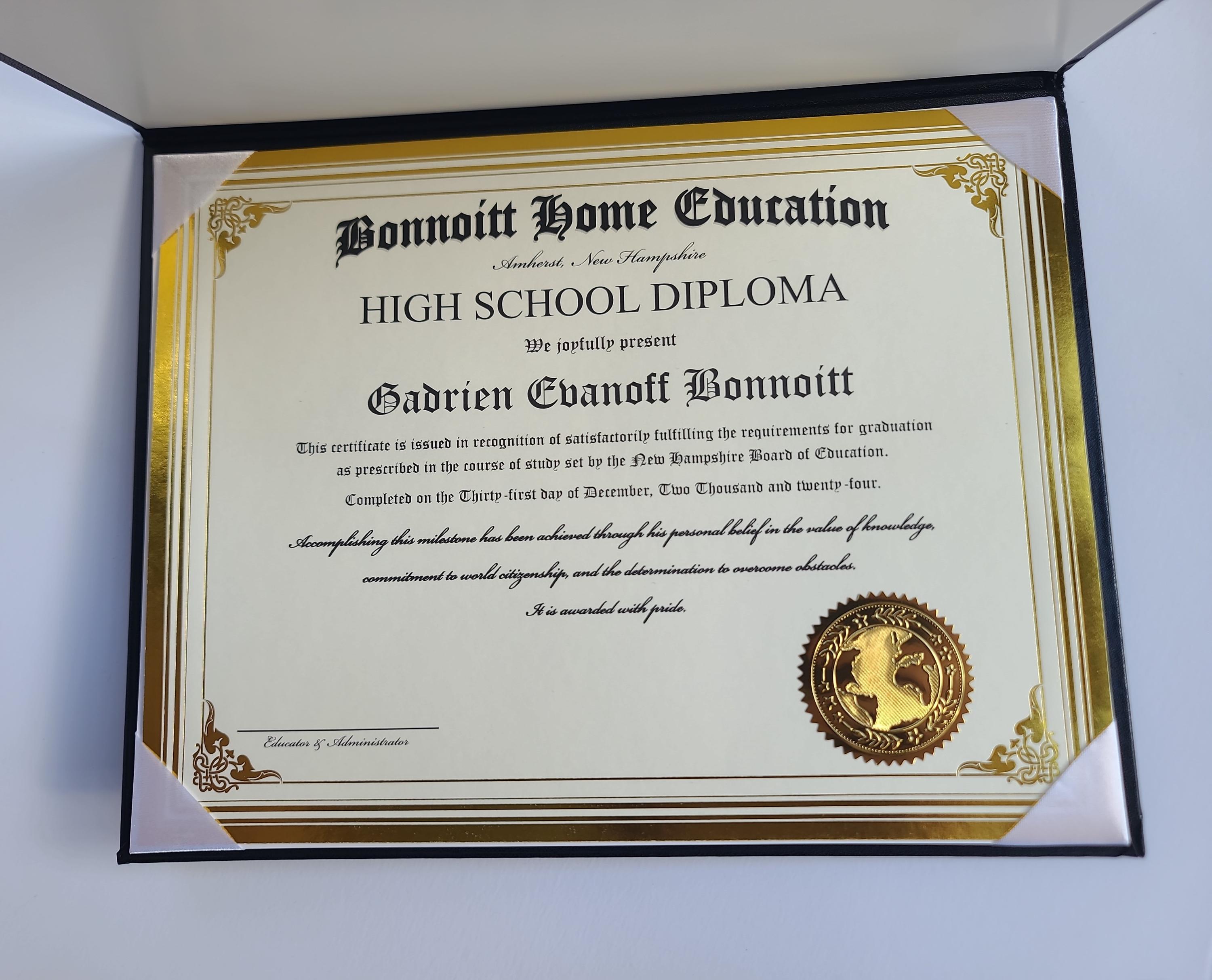 Custom High School NOVELTY Home School Diploma PHYSICAL COPY Embossed ...