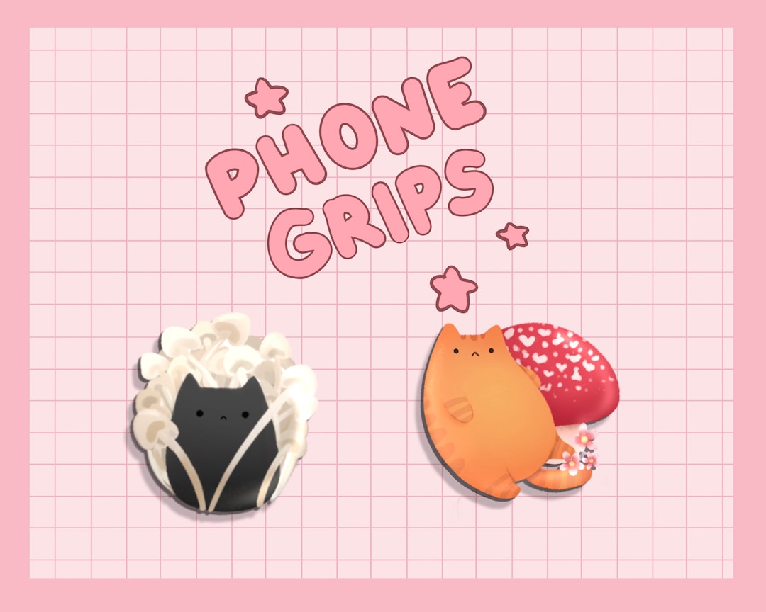 Mewshroom Phone Grips Pop Socket Kawaii Cat Mushroom - Etsy