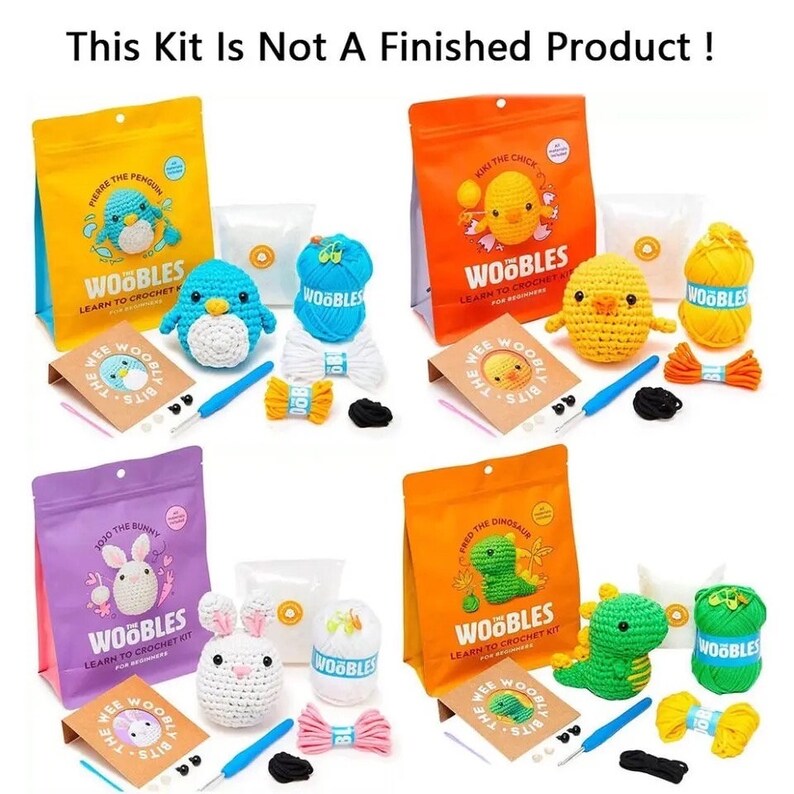 Learn to Crochet Kit for Beginners KIKI the CHICK the Woobles. DIY Kit ...
