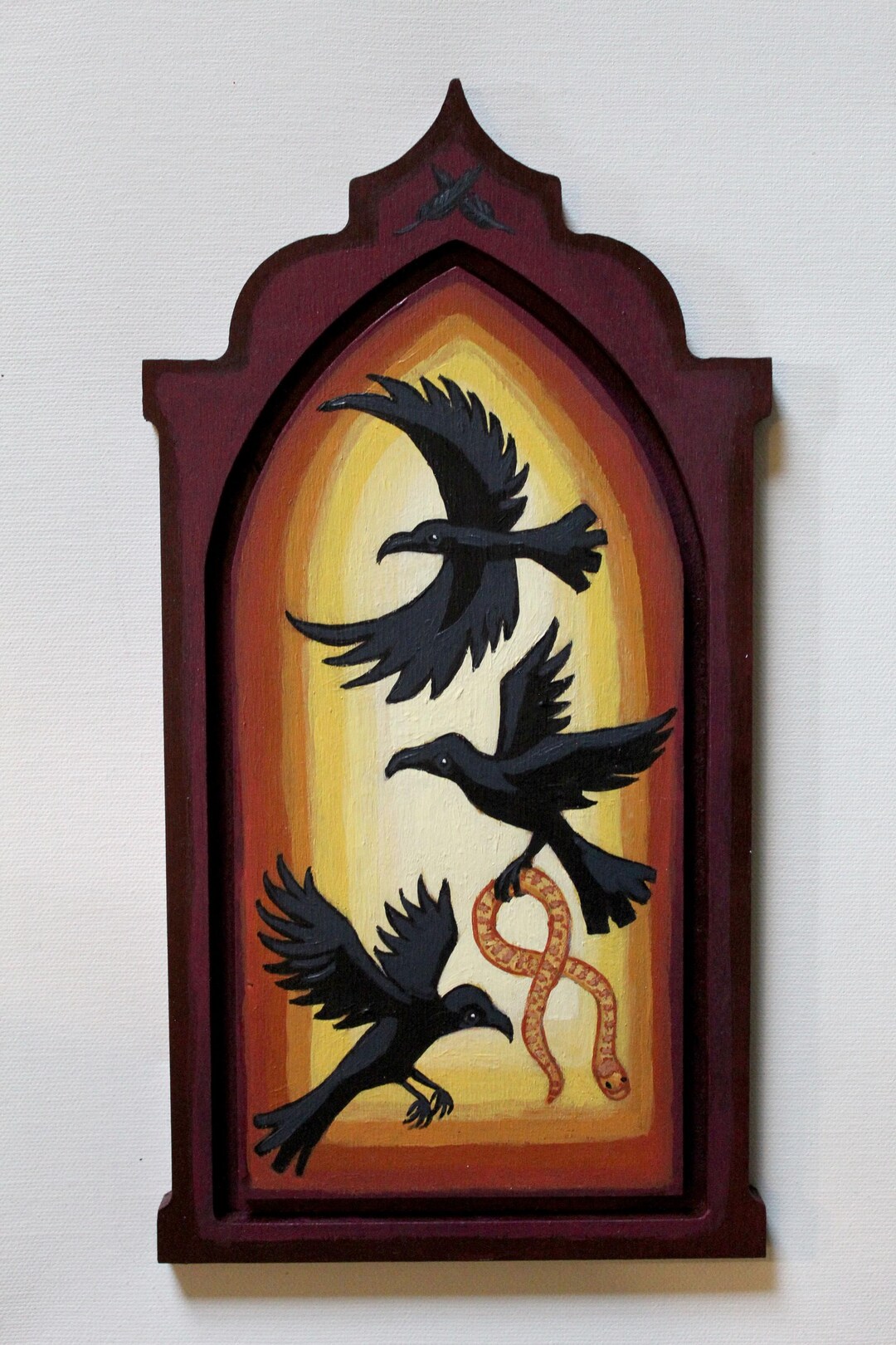 Raven and Rattlesnake Original Acrylic Painting on Decorative Wood ...