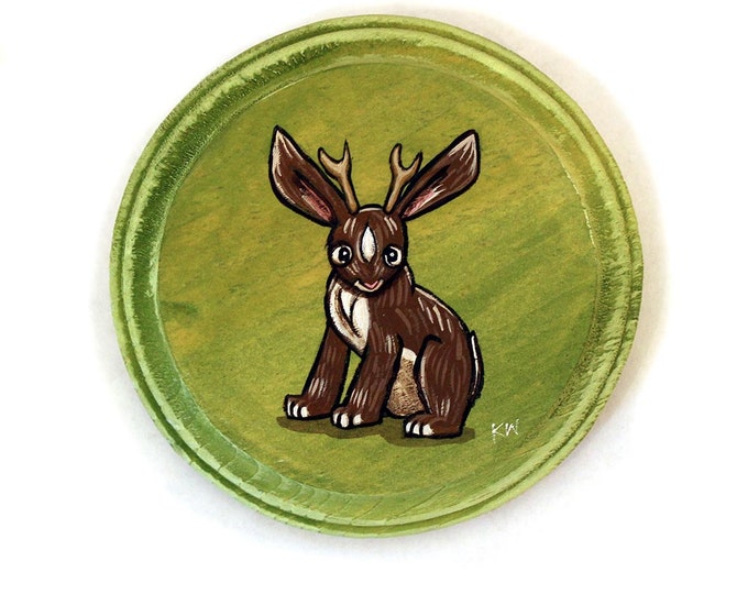 Jackalope Painting Original Wall Art Acrylic Miniature Mythical Animal ...