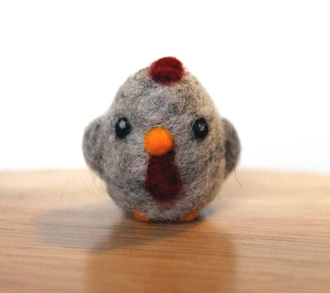 Needle Felted Gray Chicken Hen - Bird Figurine - Made to Order - Felt ...