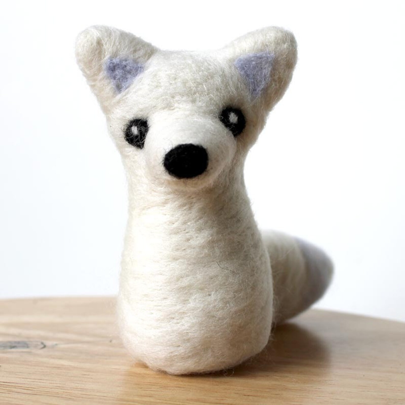 Felted Arctic Fox Soft Sculpture Figurine - 5 Inches Tall Figure - Made ...