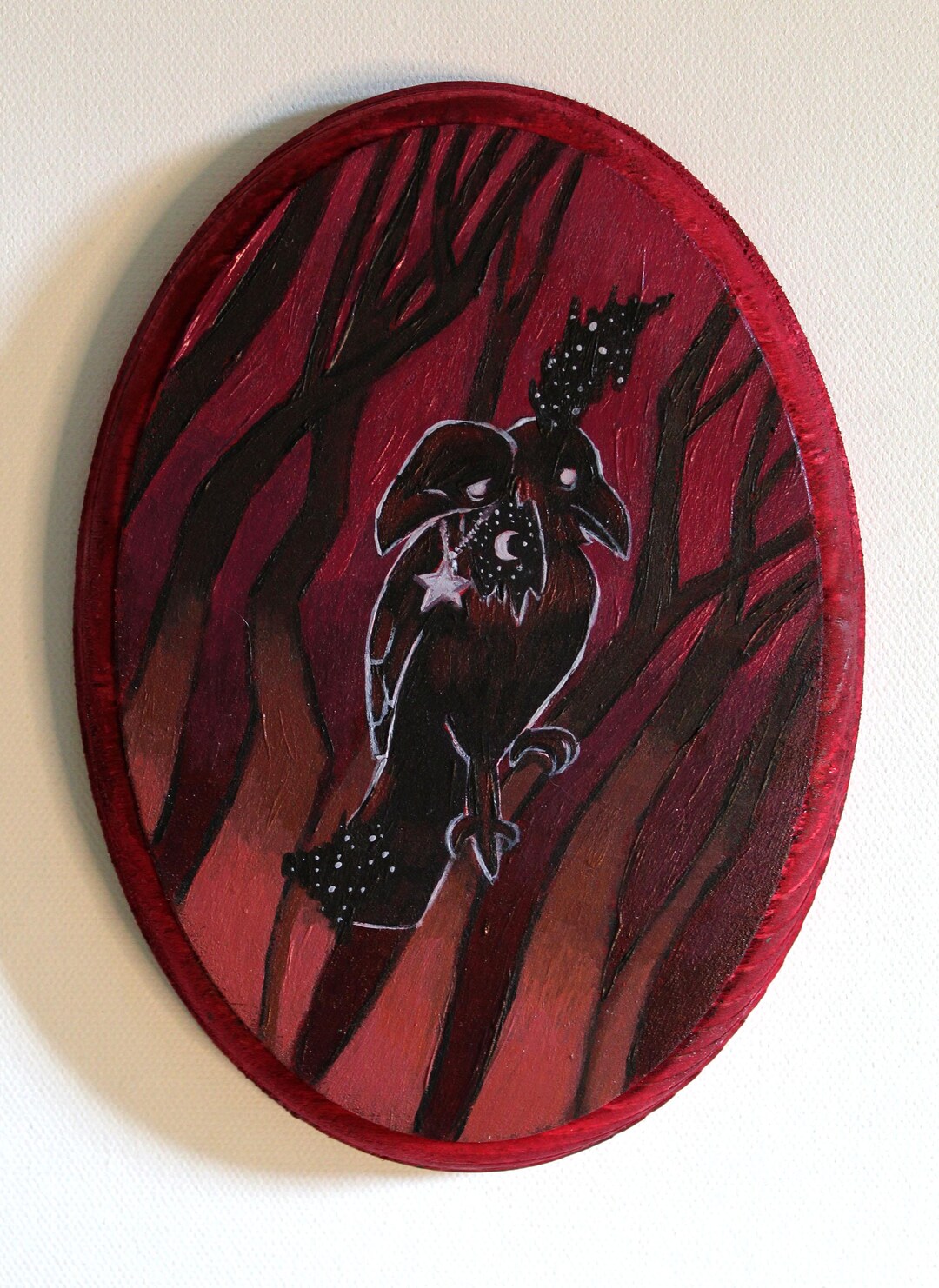 Two Headed Interstellar Raven Witch Familiar Original Acrylic Painting ...