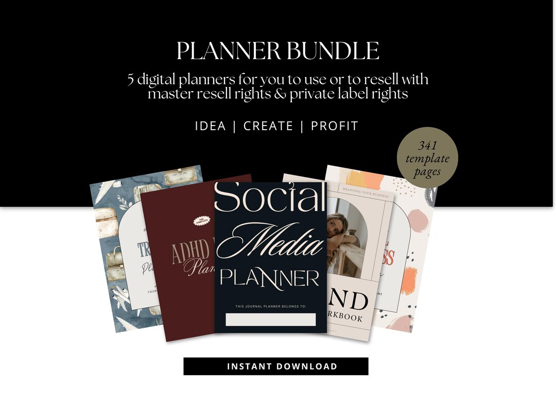 5 Digital Planners Bundle | Canva Templates | Social Media Planner ...