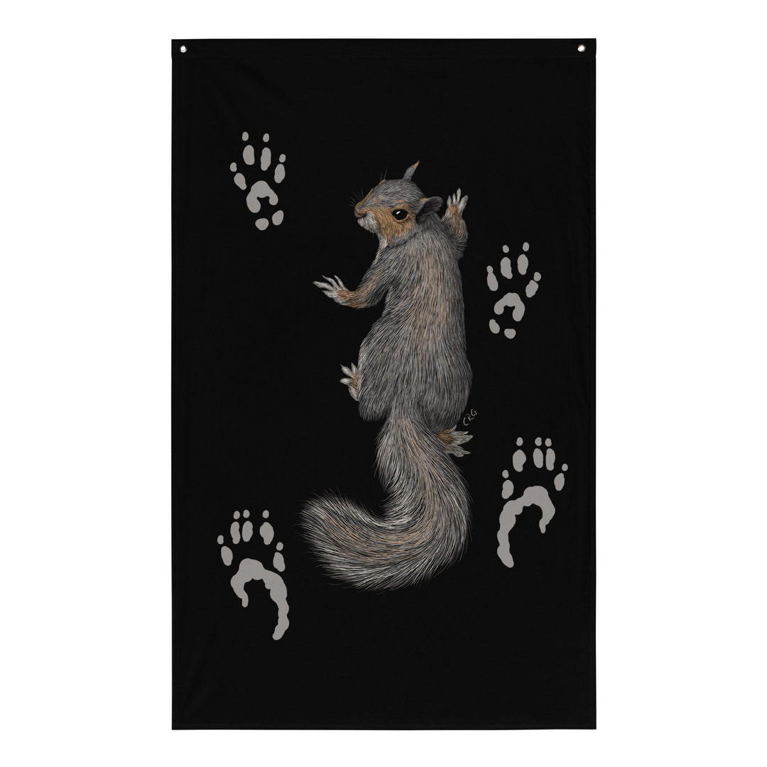 Gray Squirrel Flag With Paw Prints / Grey Squirrel / Nature Wall Art - Etsy