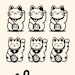 Stylized Maneki Neko Poster: 6 Black Lucky Cats Print | Japanese ...
