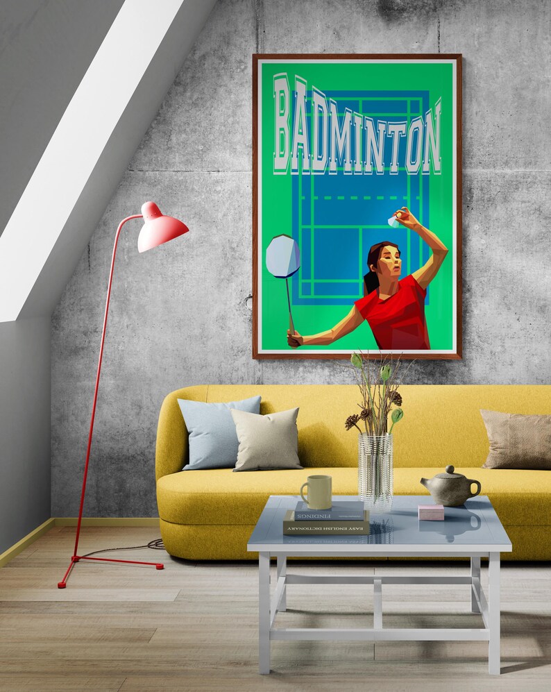 Female Badminton Player Digital Poster Instant Download Sports Wall ...