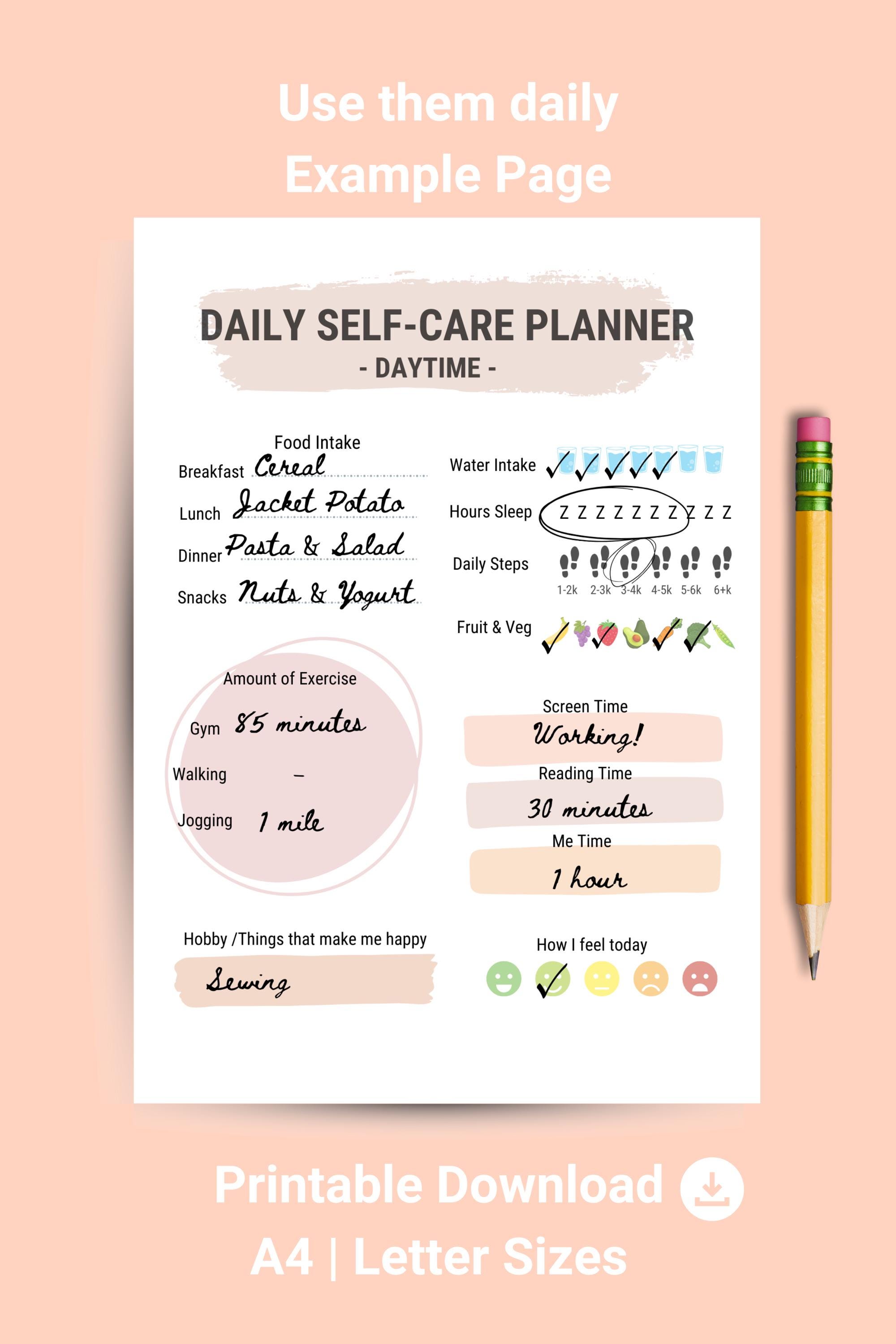Daily Self Care Planner Printable Instant Download Wellness Tracker ...