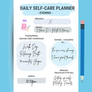 Daily Self Care Planner Printable Instant Download Wellness Tracker ...