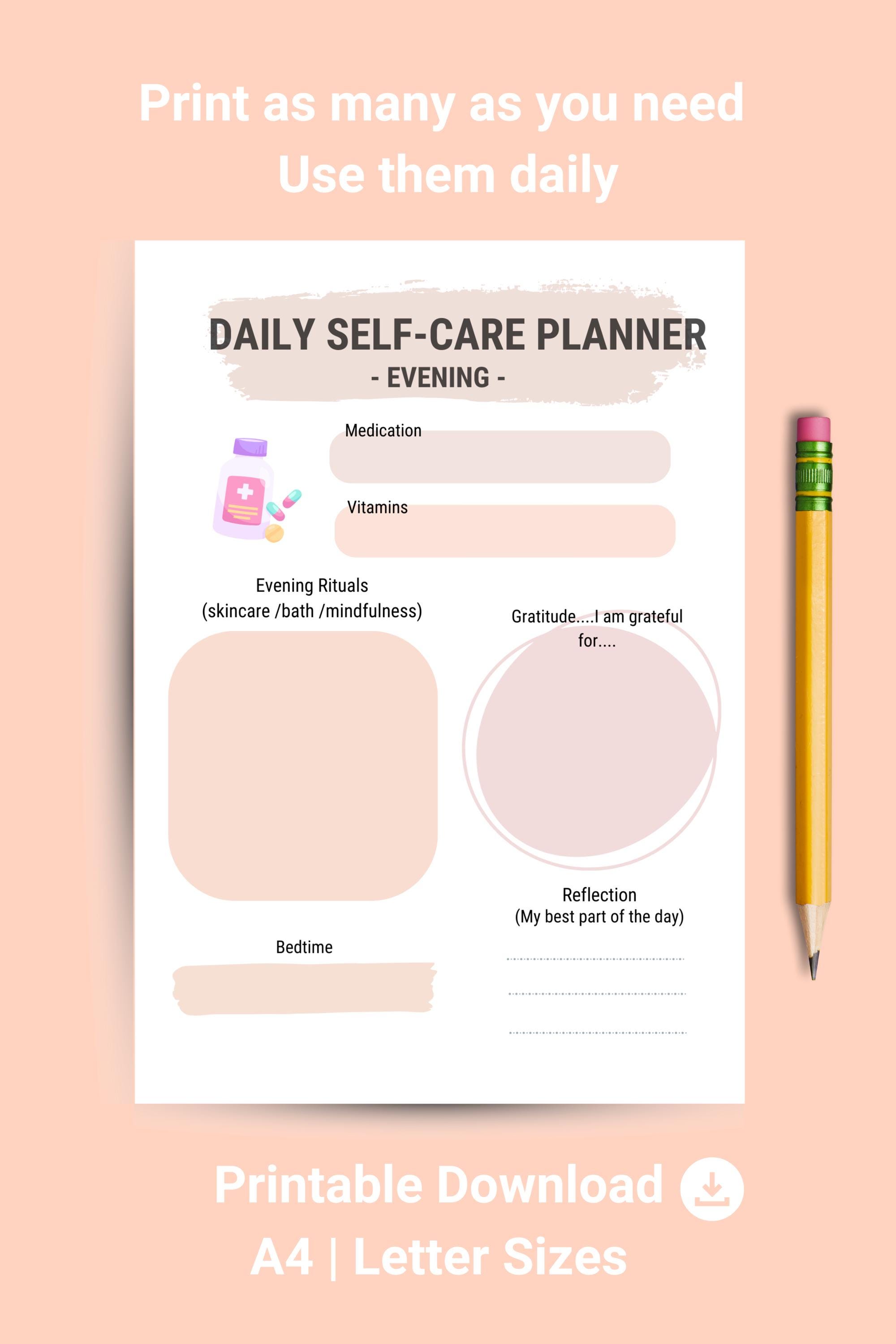 Daily Self Care Planner Printable Instant Download Wellness Tracker ...