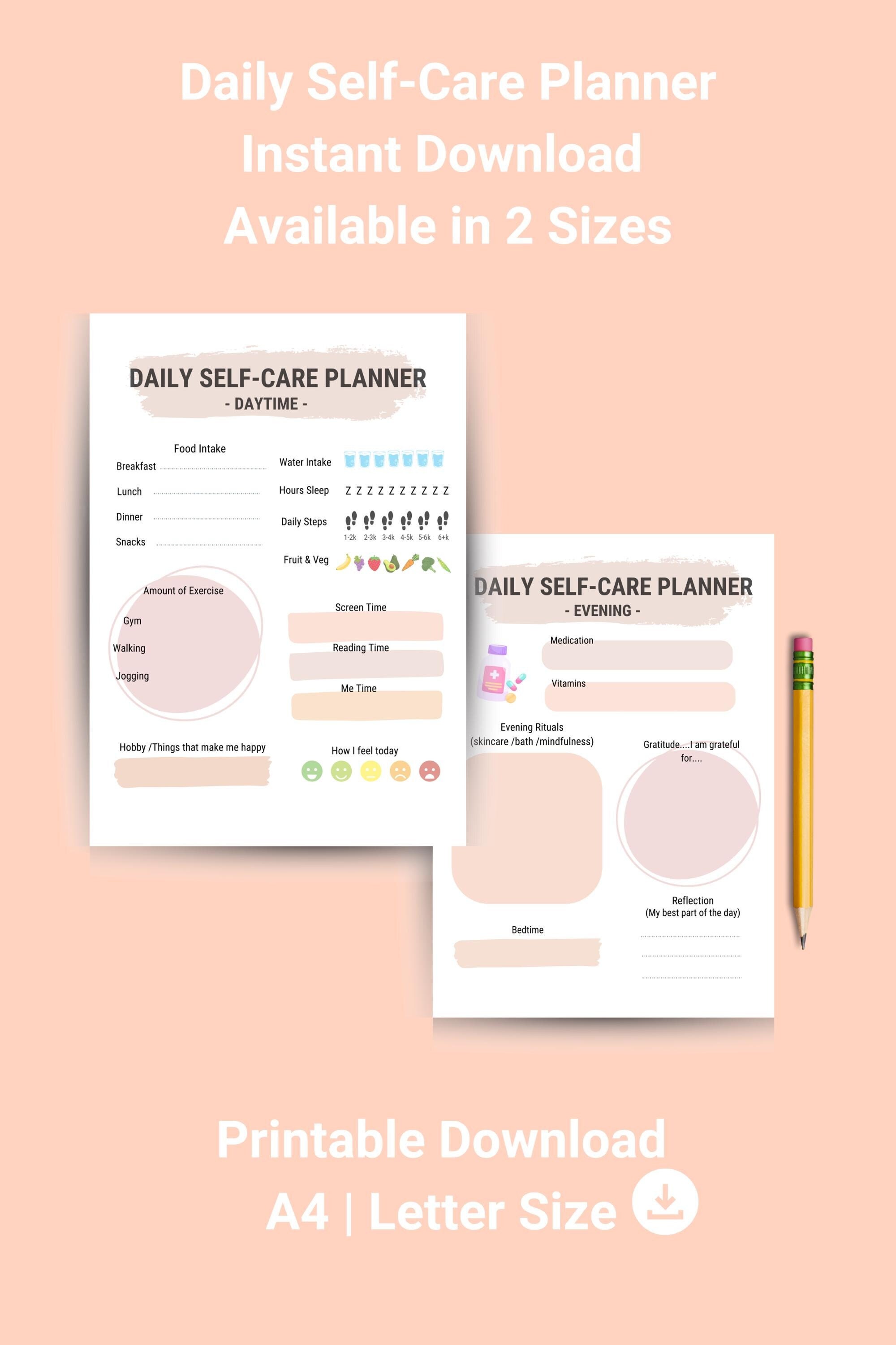 Daily Self Care Planner Printable Instant Download Wellness Tracker ...