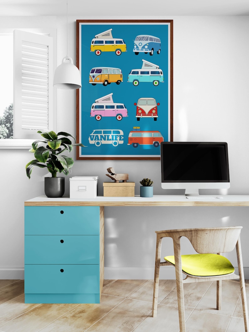 Retro Camper Van Print | Colorful Vanlife Wall Art (digital Download ...