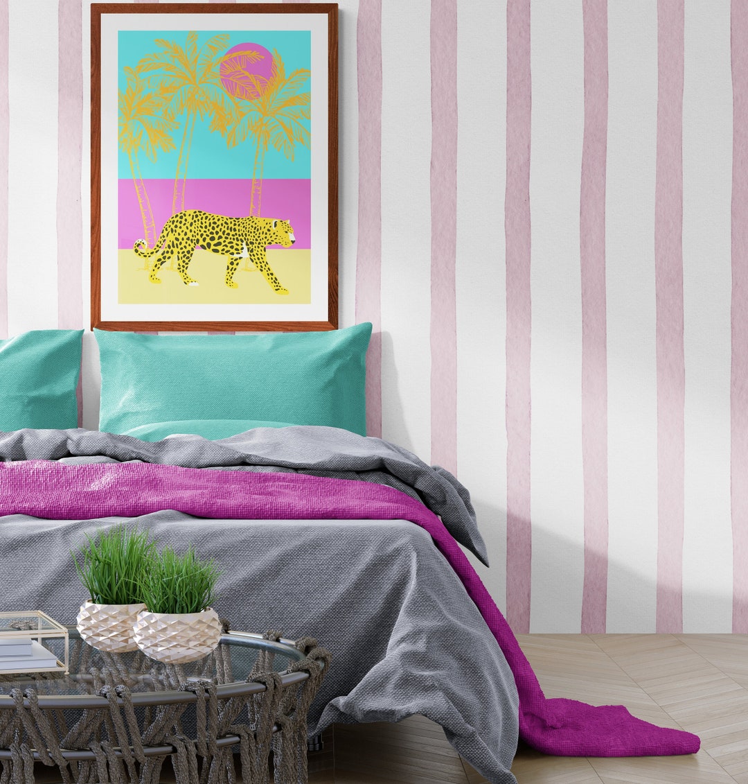 Leopard on Beach Wall Poster Printable Art Work Leopard Wall Print Wild ...