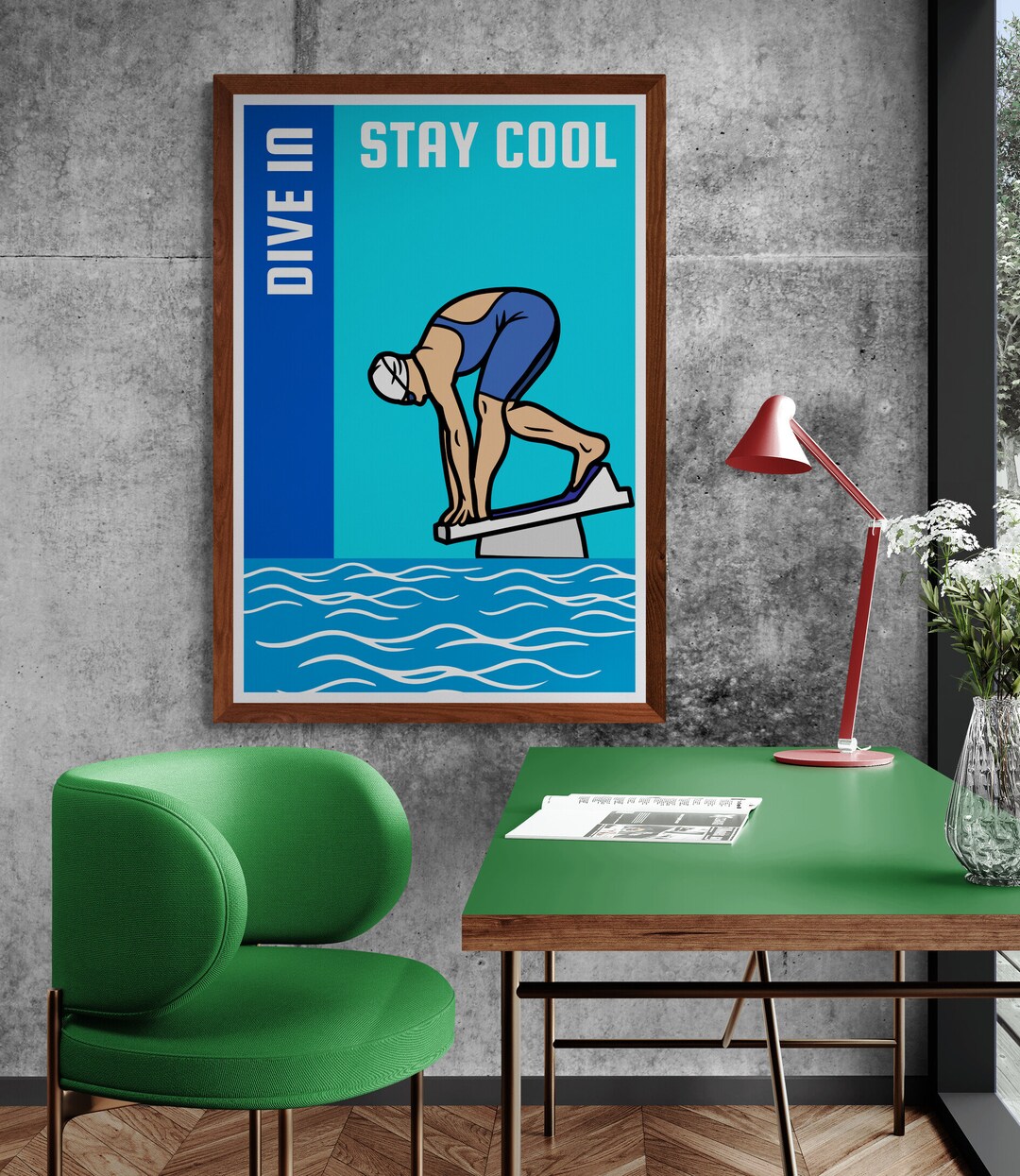Swimming Pool Diving Poster Digital Download Wall Art for Swim Lovers ...