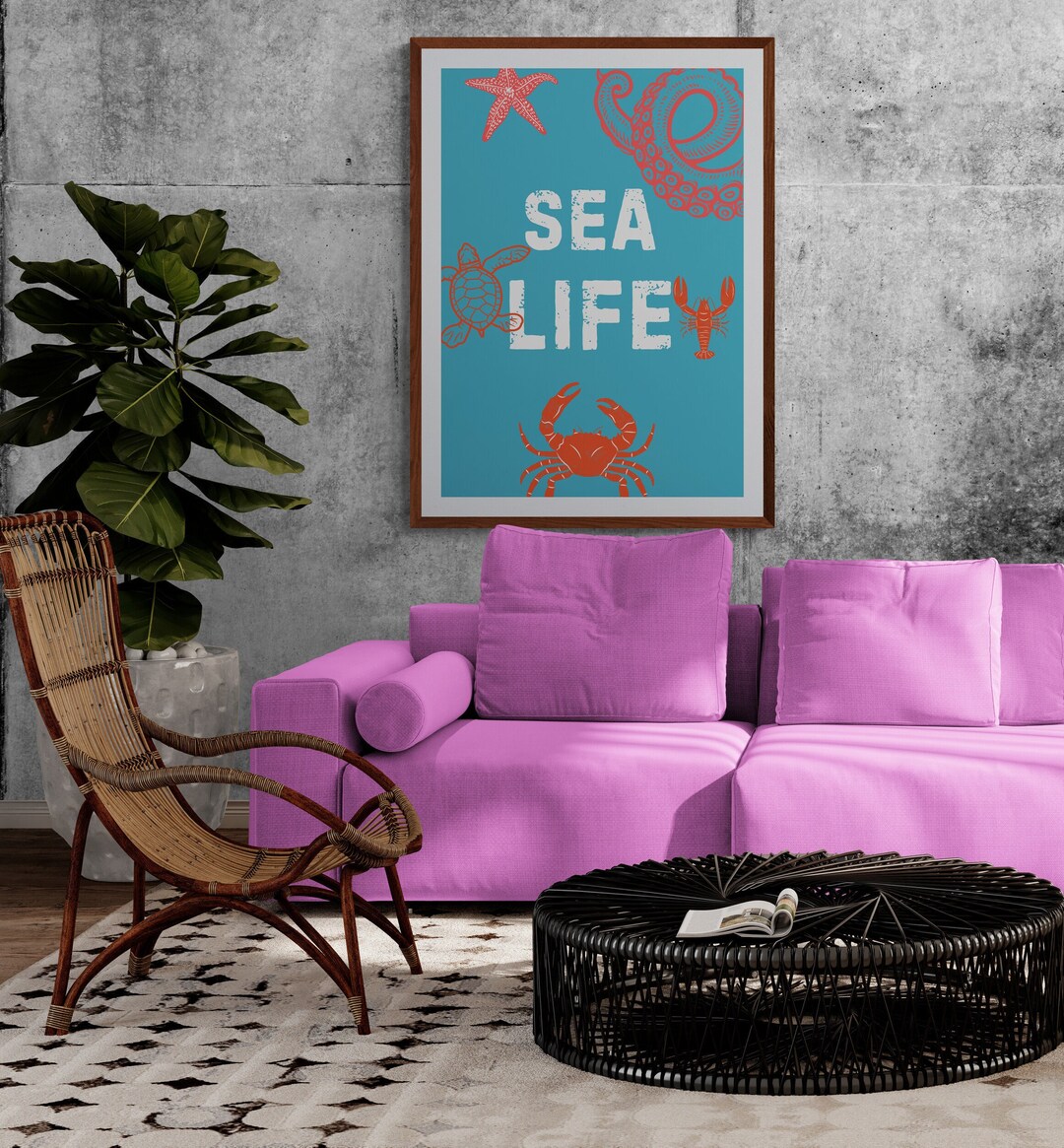 Sea Life Poster | Sea Life Creatures | Octopus Poster Print | Digital ...