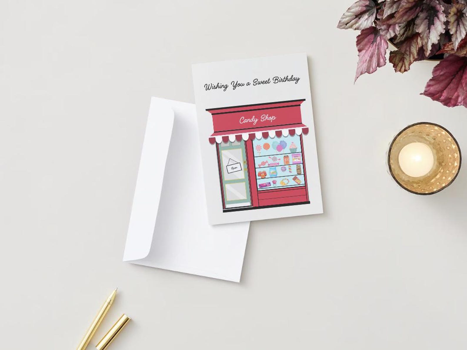 Candy Shop Birthday Card, Printable Birthday Card, Digital Card, Candy ...