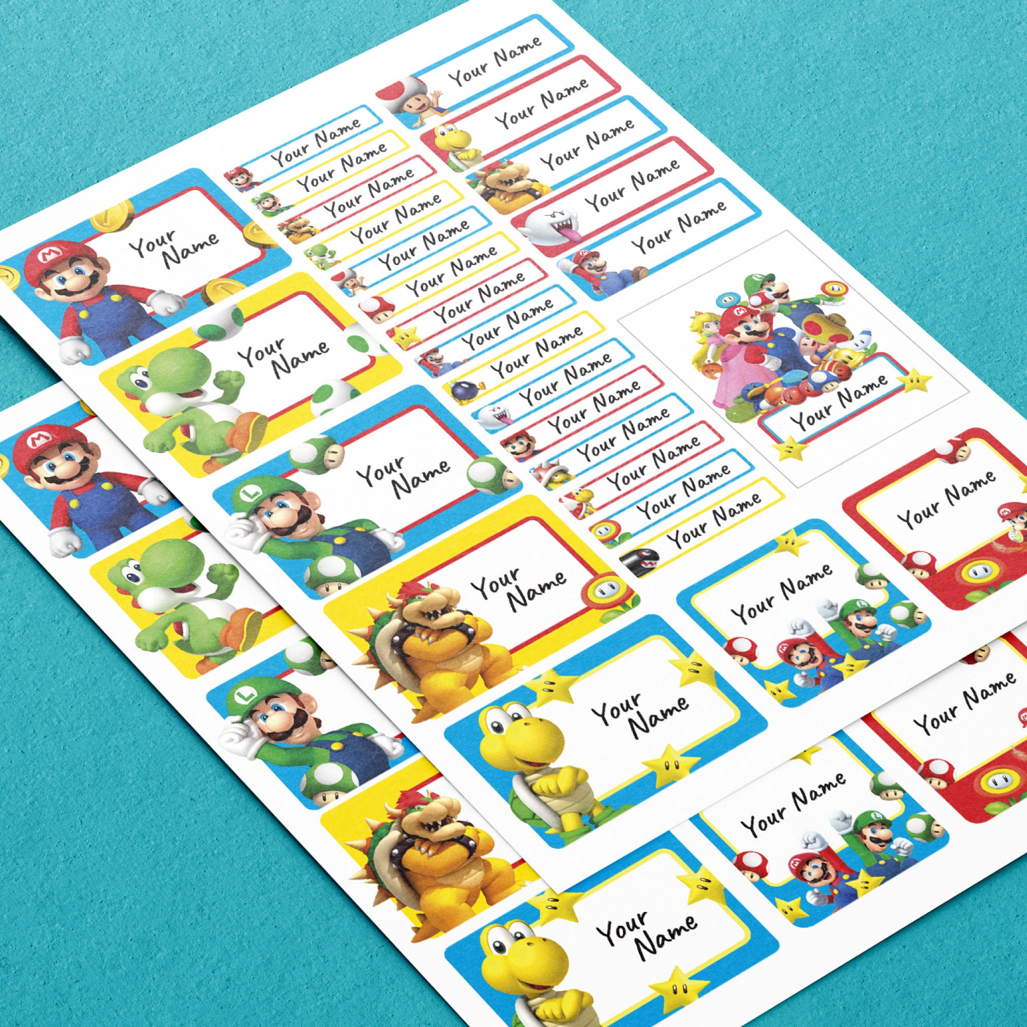 Super Mario Bros Personalized Name Labels for Kids - Stickers UV Dtf ...